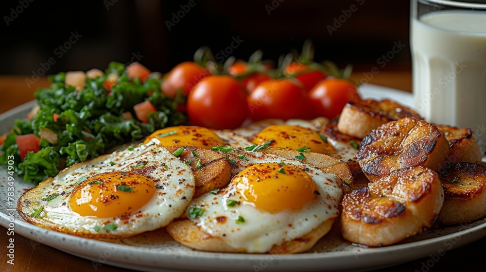 food photos breakfast eggs vegetables milk fruit and healthy ...
