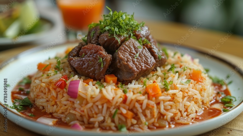 kebuli rice, goat meat and camel meat, traditional Arabic food and rice ...