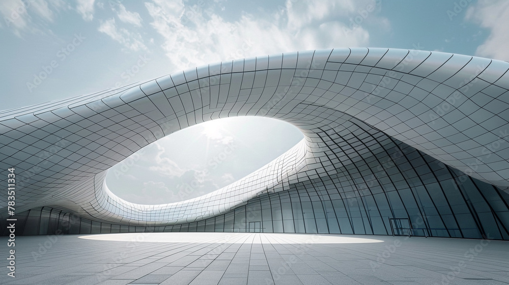 curved roof, parametric architecture design, architecture, futuristic ...