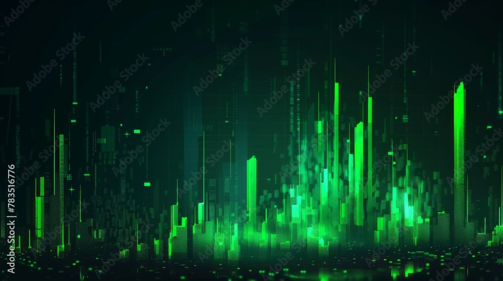 Stock market chart with green candlesticks going up indicating crypto ...