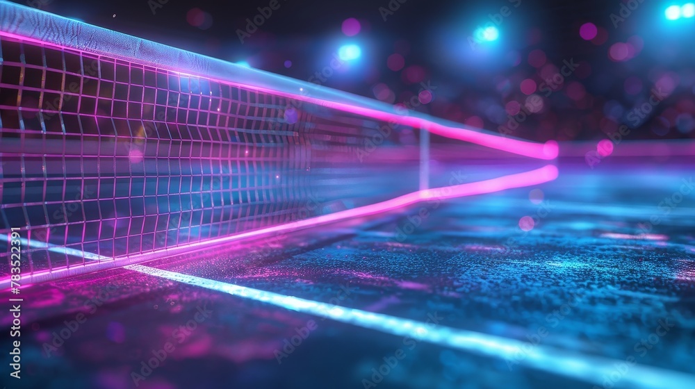 Glowing neon tennis field: A 3D vector illustration of a tennis court ...