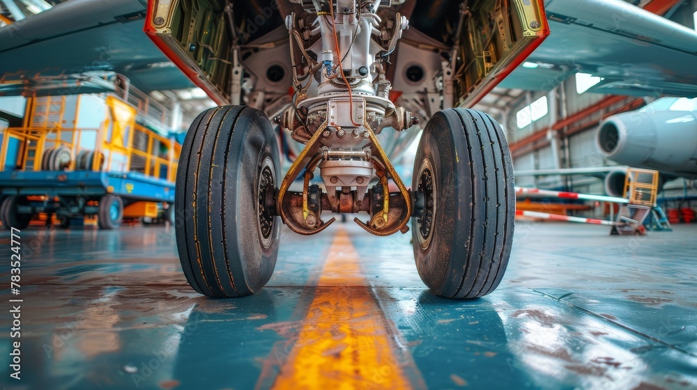 A detailed examination and repair of an aircraft's chassis and landing ...