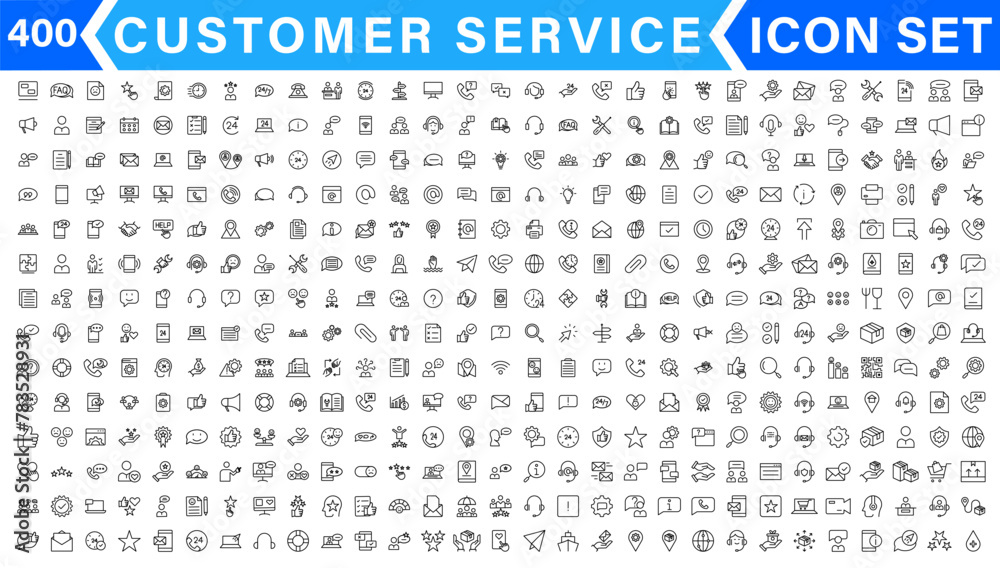 Customer Service And Support Line Icons Collection Big Ui Icon Set In A Flat Design Thin