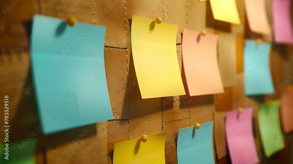 Colorful Sticky Notes on a Cork Board for Reminders and Organization ...