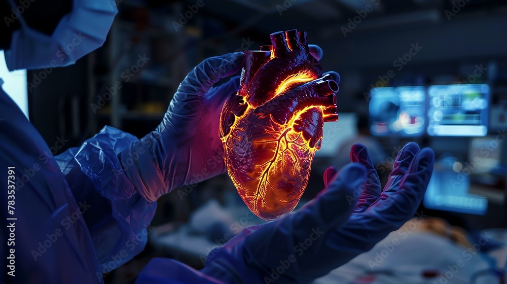 Virtual reality simulation of an APS impacted heart, areas of ...