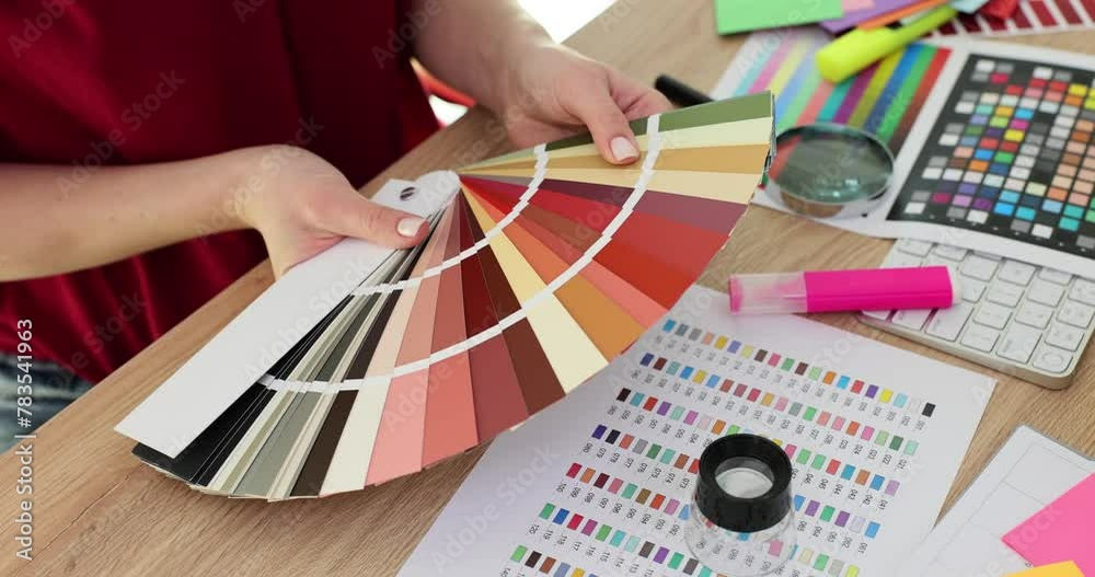 Creative process of female graphic designers using color swatches and ...