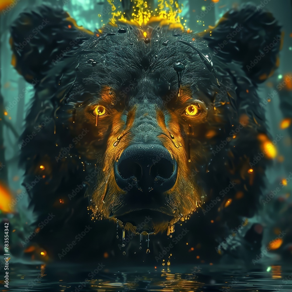 A digital painting of a cheetah sitting on a rock in a field of flowers ...