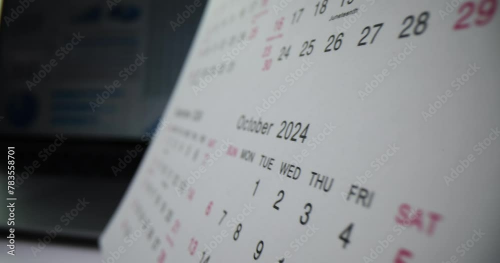 Vidéo Stock Calendar for 2024, months and dates, days of the week close ...