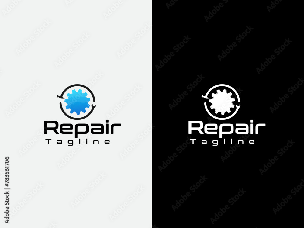 Repair center logo design. Gear repair. Home service. Hammer. Colorful ...