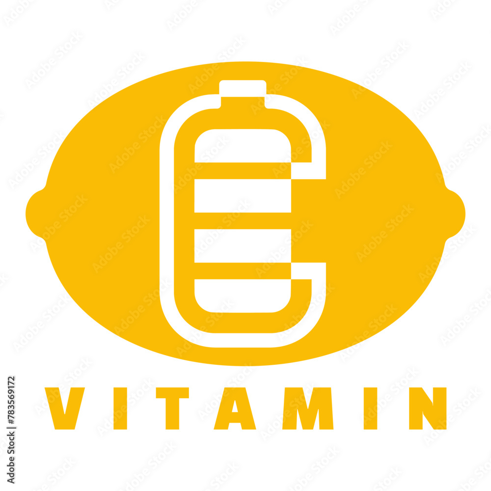 logo icon battery power of lemon vitamin c illustration emblem label by ...