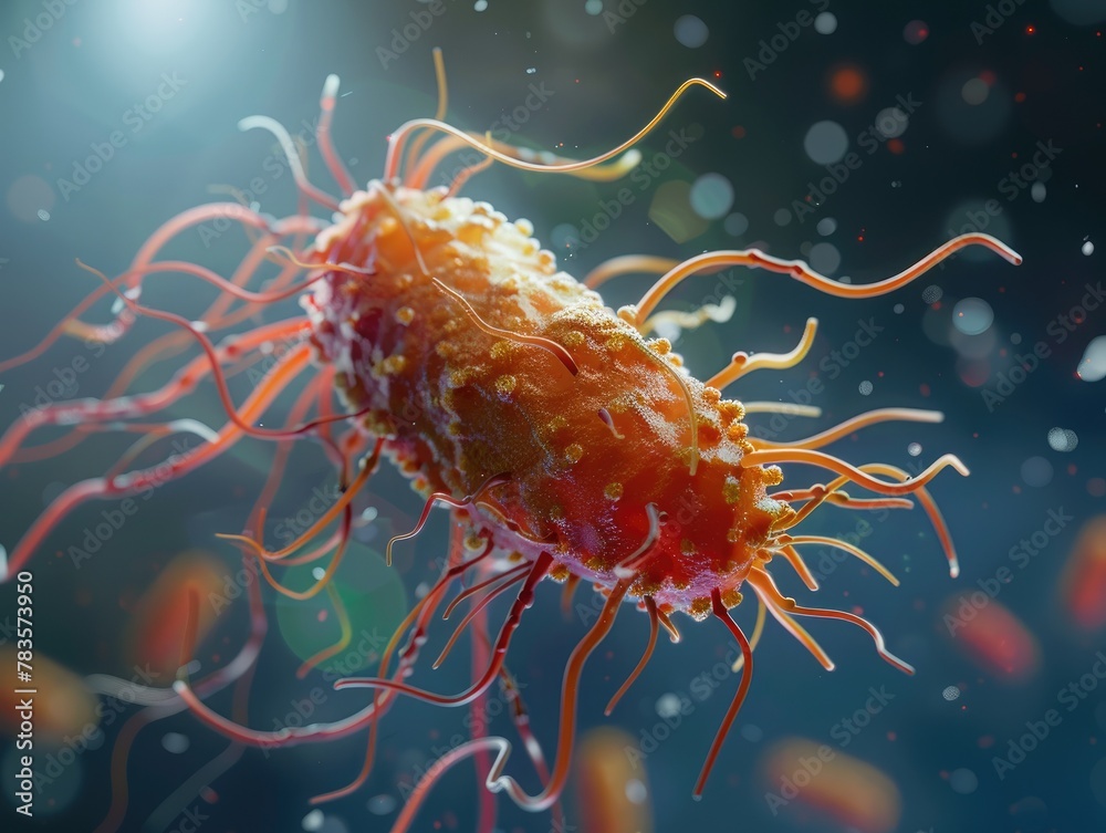 highly detailed 3D model of a bacterium Stock Illustration | Adobe Stock