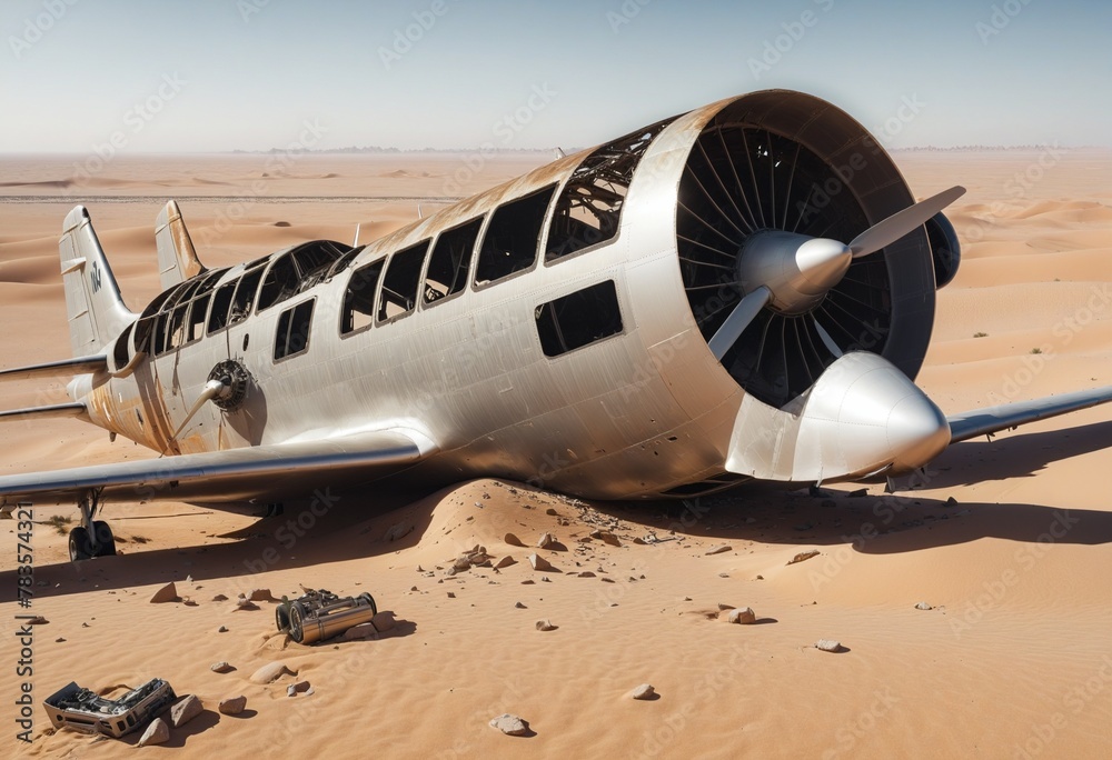 old generic plane crash remains wreck left rusty abandoned in the ...
