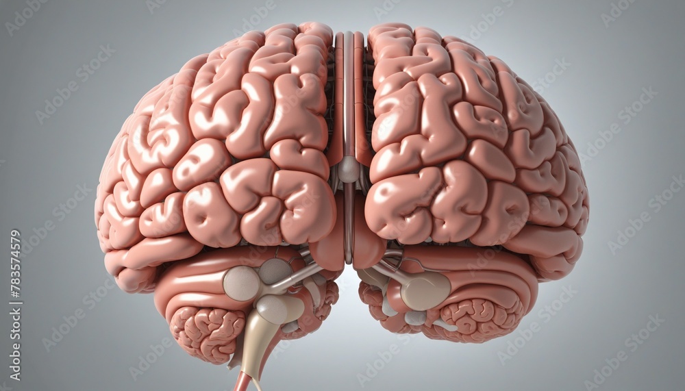 Human brain anatomy on Clogged arteries background in bright colours ...