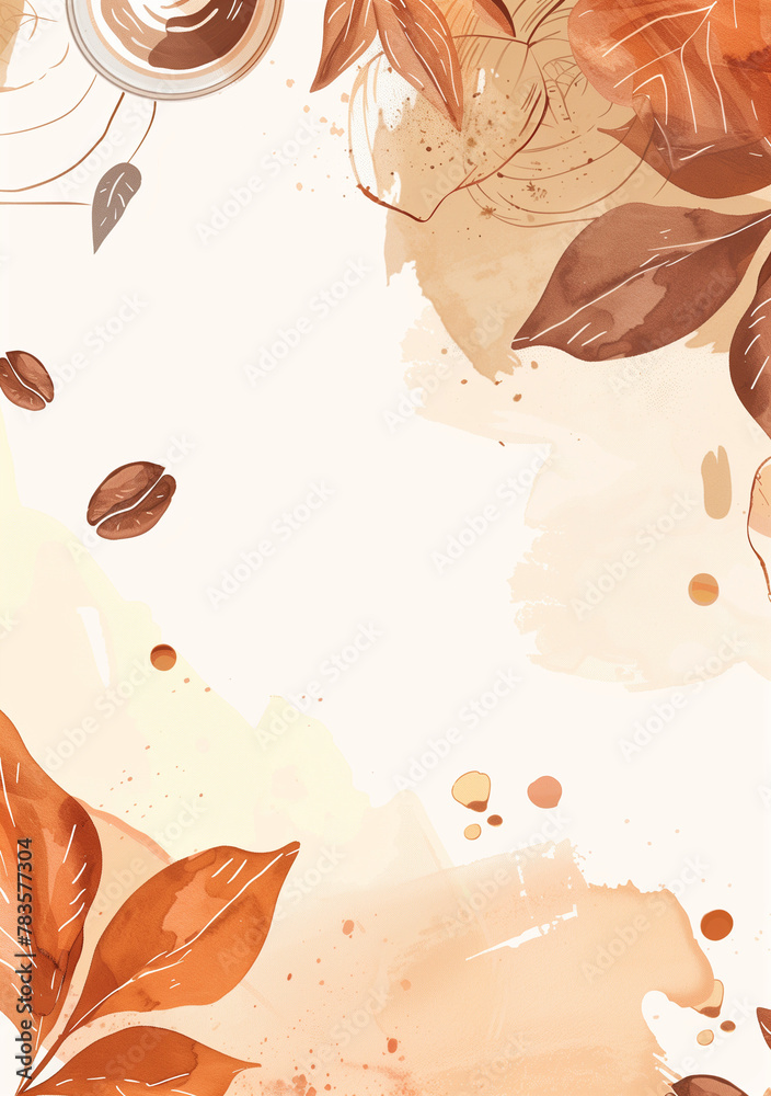 An elegant coffee-themed background with detailed coffee beans and ...