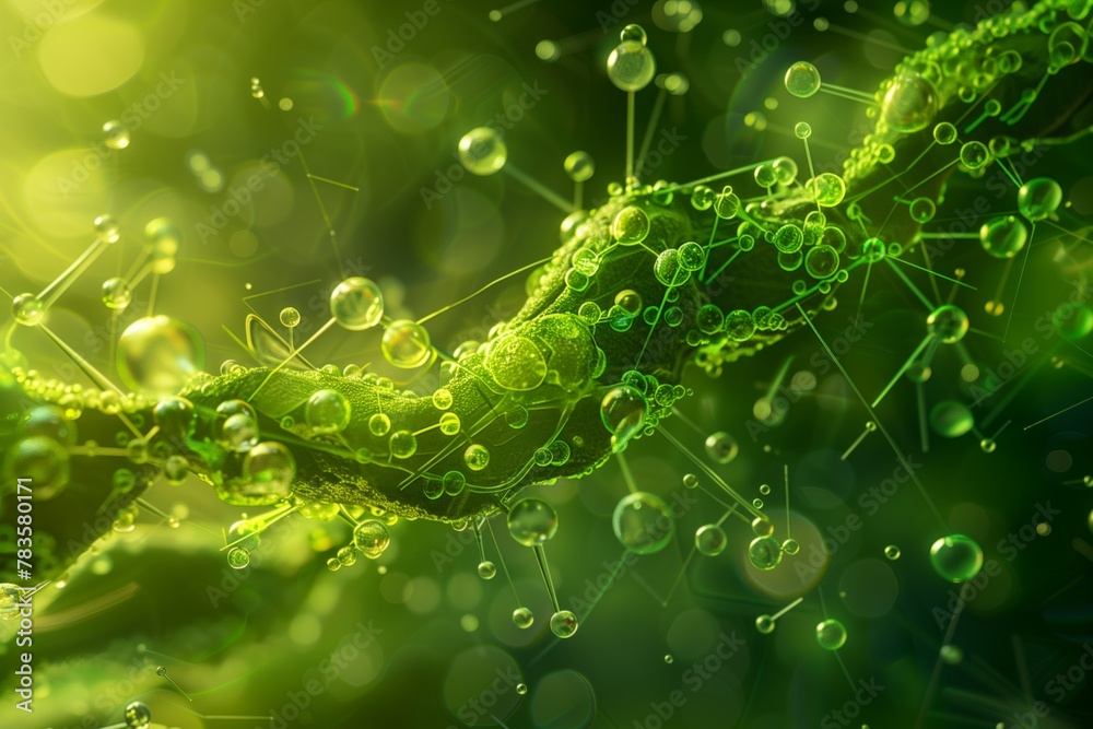 Chlorophyll cell molecular plant photosynthesis, abstract display of ...