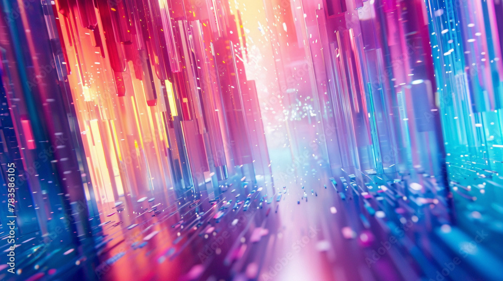 Vivid colors cascade down the screen, creating an immersive and ...
