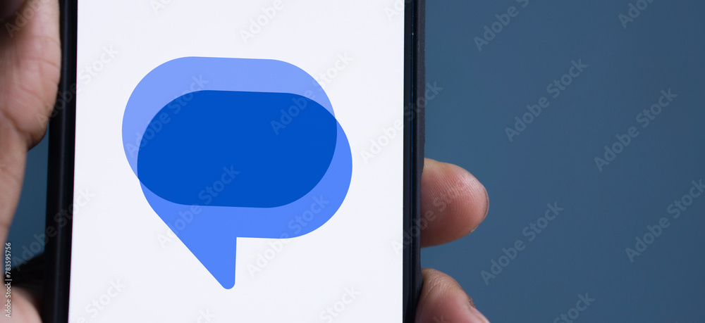 Dhaka, Bangladesh- 13 Apr 2024: Google messages logo is displayed on smartphone. Stock Photo ...