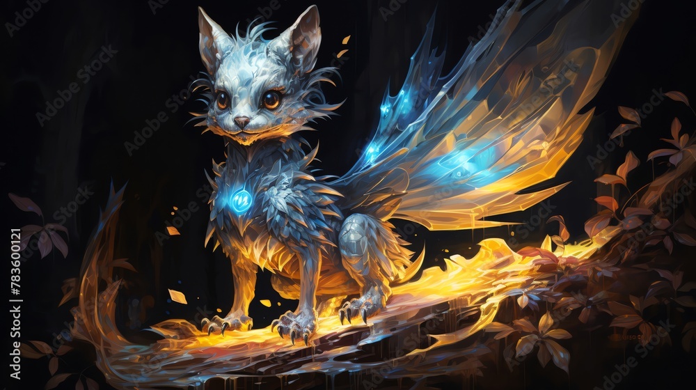 Craft a traditional oil painting depicting a mythical creature from ...