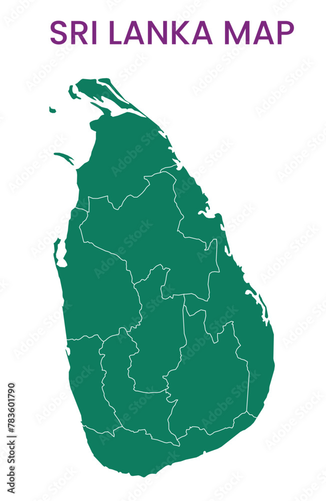 High detailed map of Sri Lanka. Outline map of Sri Lanka. Asia Stock ...