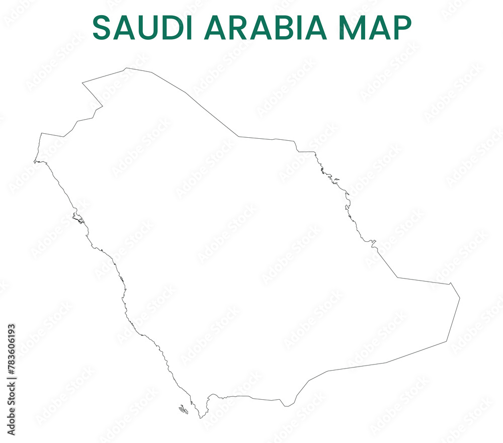 High detailed map of Saudi Arabia. Outline map of Saudi Arabia. Asia ...