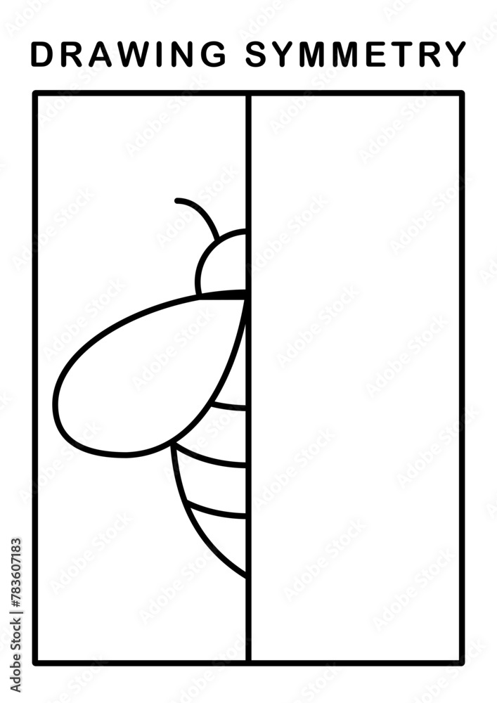 drawing symmetry page for kids. drawing symmetry cartoon the bee ...