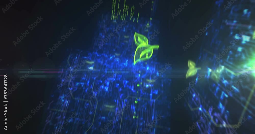 Eco friendly carbon neutral technology with ecology leaf symbol ...