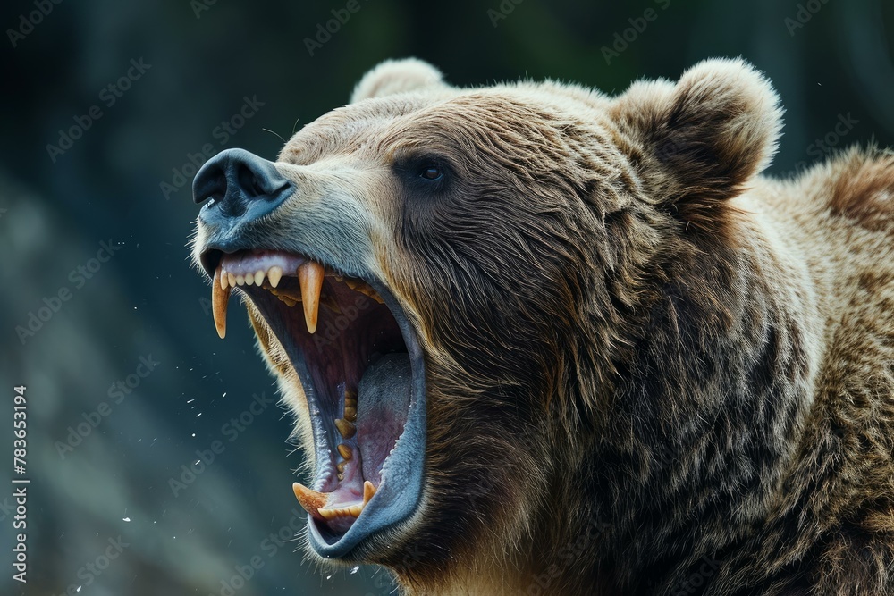 Loud Angry grizzly roaring. Wildlife predator. Generate Ai Stock Photo ...