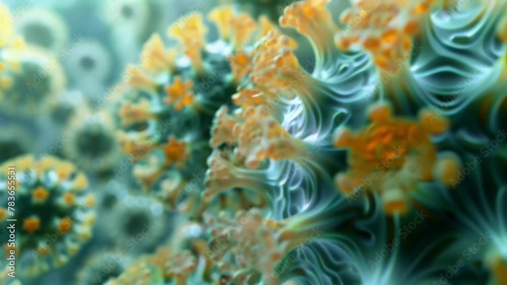 A colony of bacteria arranged in a fractallike structure with repeated ...
