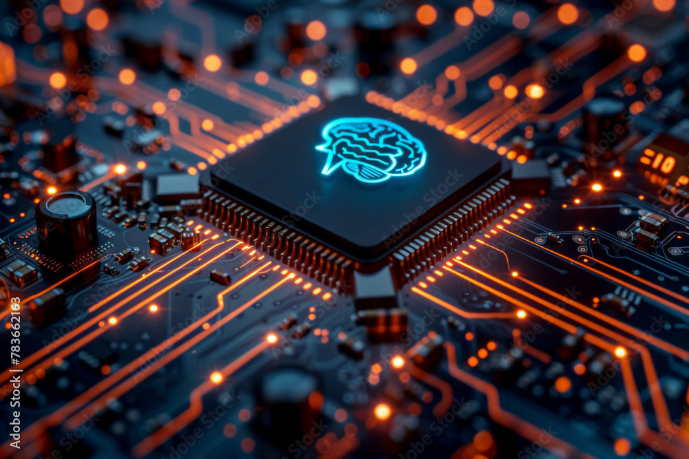 High technology CPU brain central of neural networking, motherboard ...