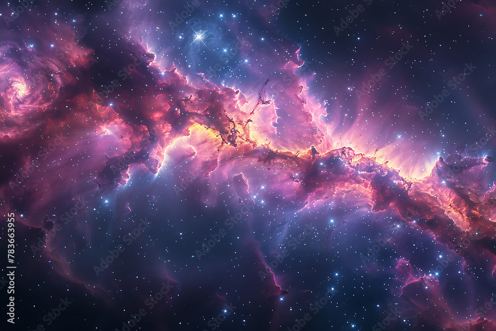 Vibrant digital rendering of deep space featuring a mesmerizing nebula ...