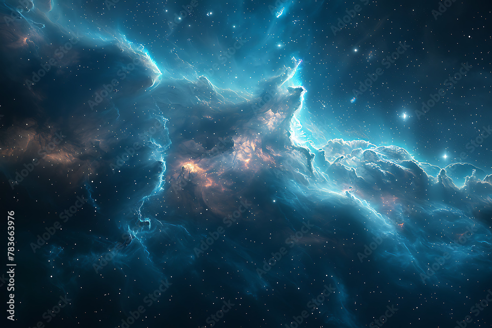 Vibrant digital rendering of deep space featuring a mesmerizing nebula ...