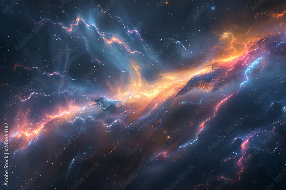 Vibrant digital rendering of deep space featuring a mesmerizing nebula ...