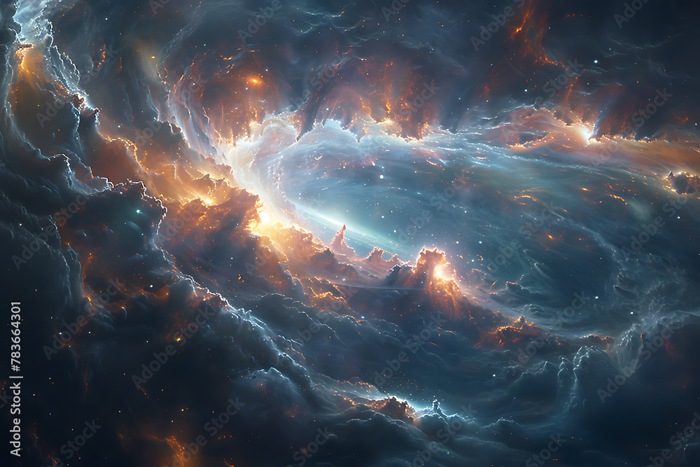 Vibrant digital rendering of deep space featuring a mesmerizing nebula ...