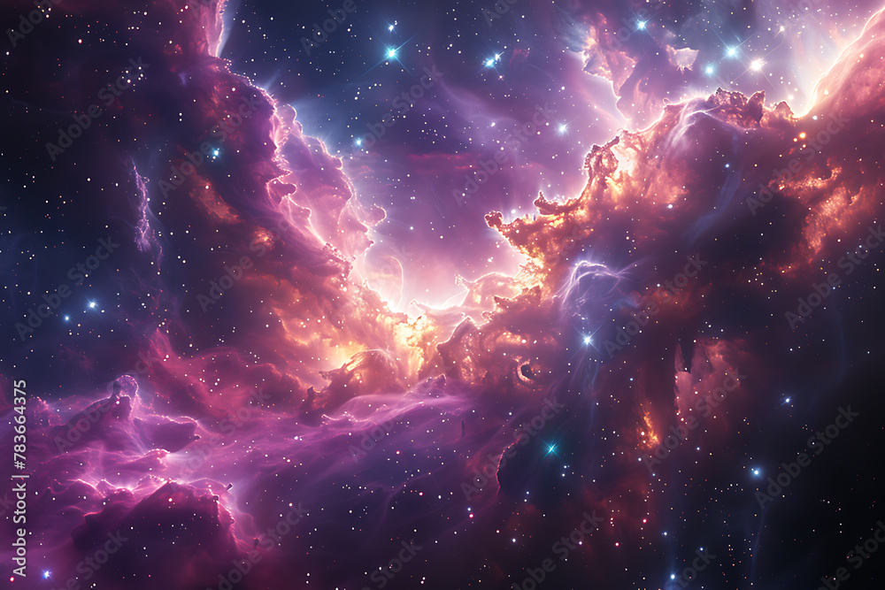 Vibrant digital rendering of deep space featuring a mesmerizing nebula ...