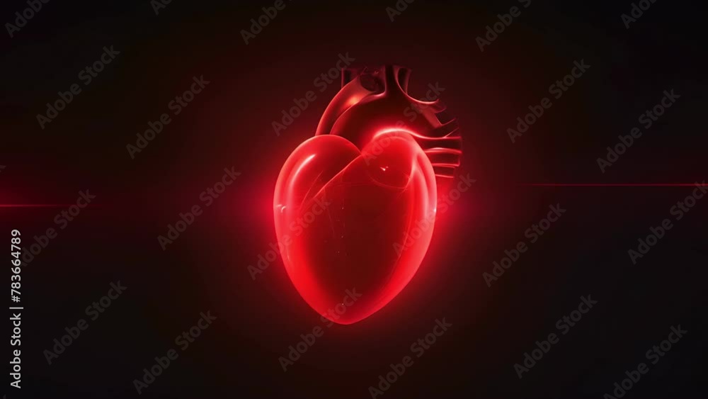 human heart shape with red cardio pulse line. Creative stylized red ...