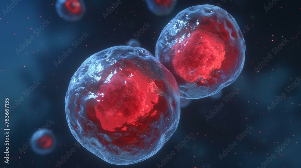 Early-stage division of human or animal cells in embryos, showcasing ...