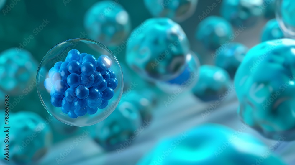 The structure of a human cell under the microscope, illustrating the ...