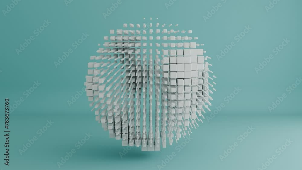 Abstract 3d animation of an array of cubes that change size. Loop ...