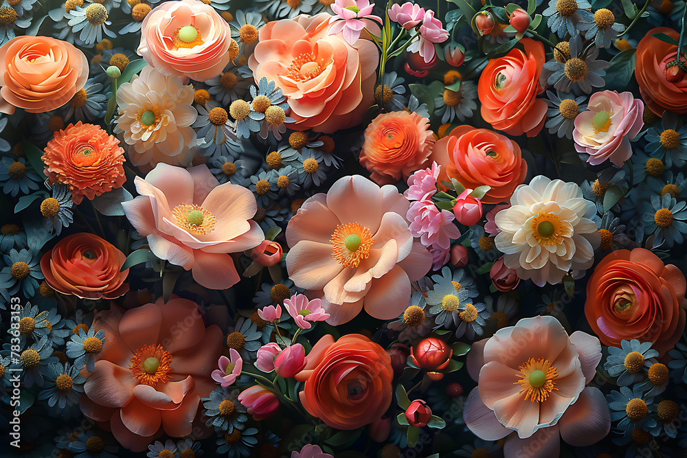 Vibrant floral wallpaper featuring a beautiful arrangement of colorful ...