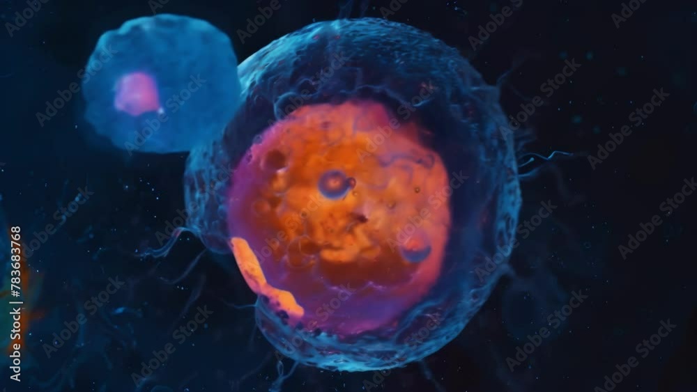 Microscopic capture of the moment when a cell fuses with an egg cell ...