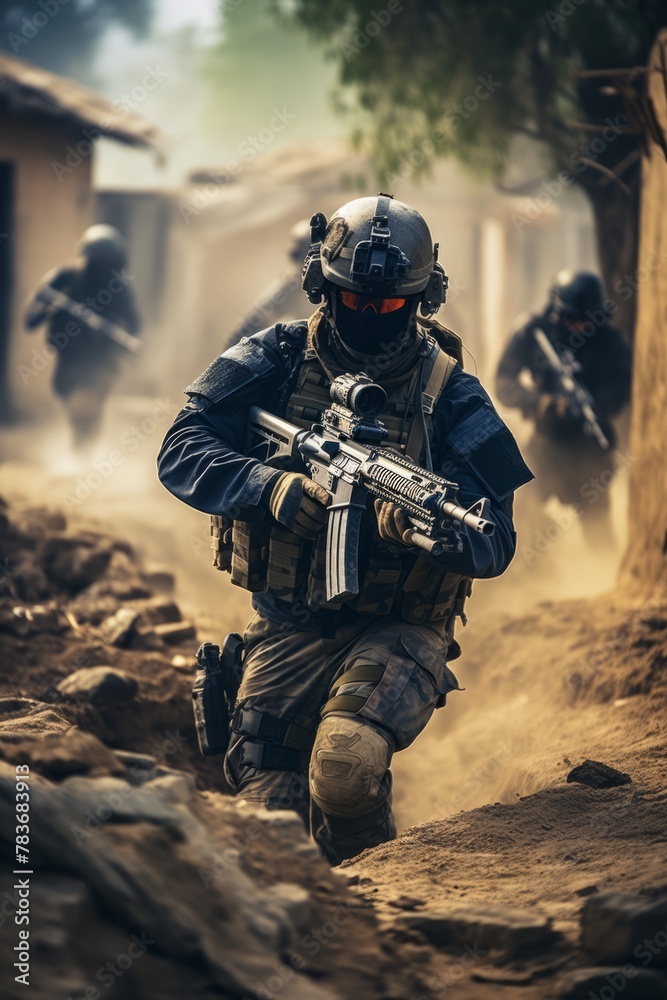 Special operations forces engaging in counter-insurgency operations in ...