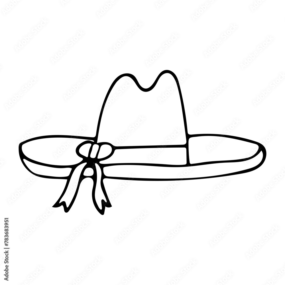 Cute round women's hat with bow. Hat with sides against the summer sun ...