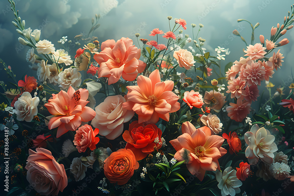 Vibrant floral wallpaper featuring a beautiful arrangement of colorful ...