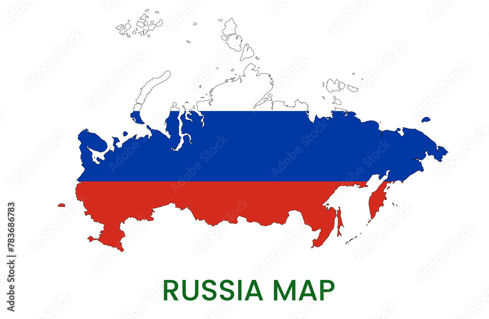 High detailed map of Russia. Outline map of Russia. Europe Stock ...