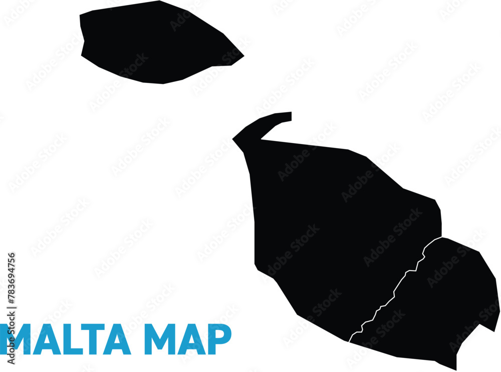 High detailed map of Malta. Outline map of Malta. Europe Stock Vector ...