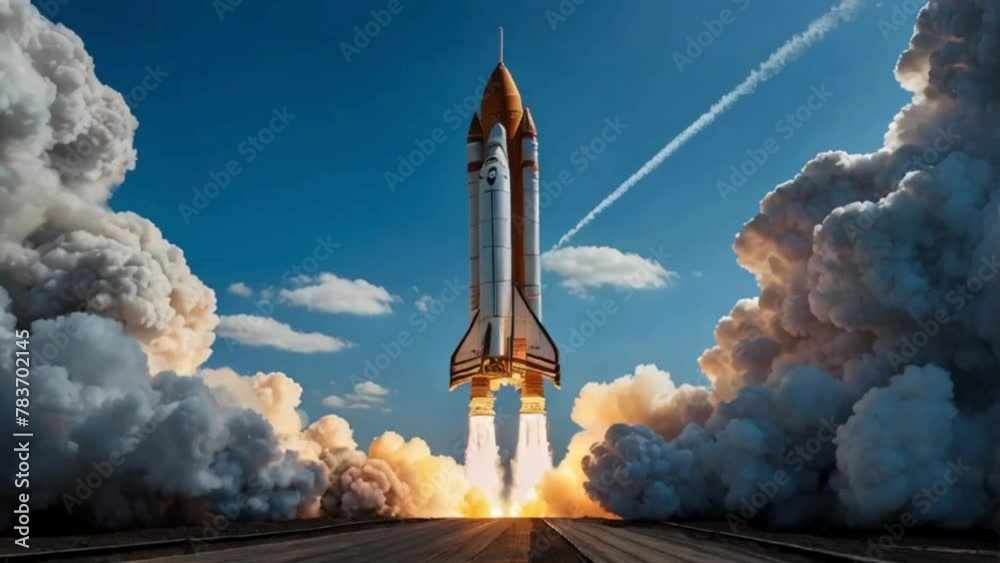 Rocket taking off on a clean background as an illustration of a new ...