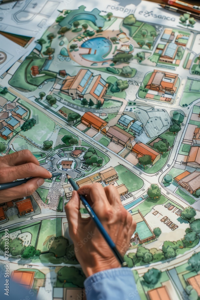 An individual from Architects is meticulously drawing a complex map on ...