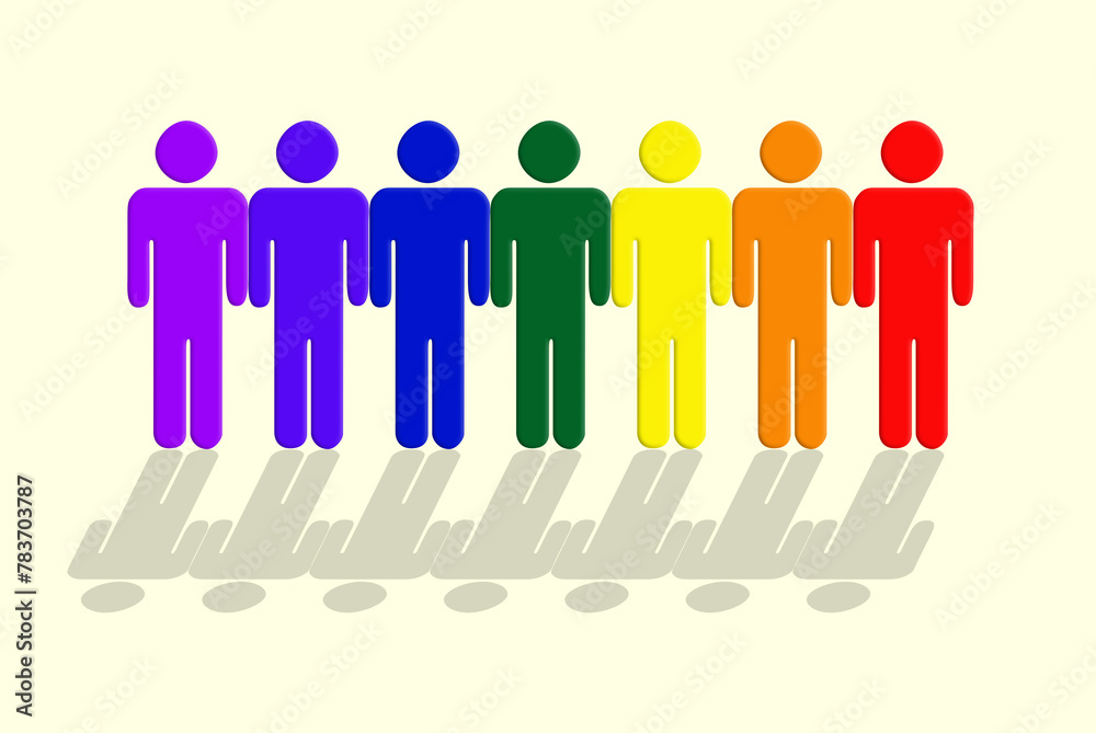 Icon, color and group of men with diversity, affirmative action and ...