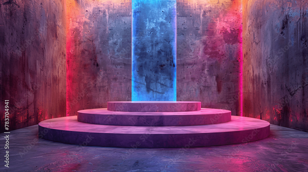 A stunning 3D scene featuring a stage podium with a captivating product ...