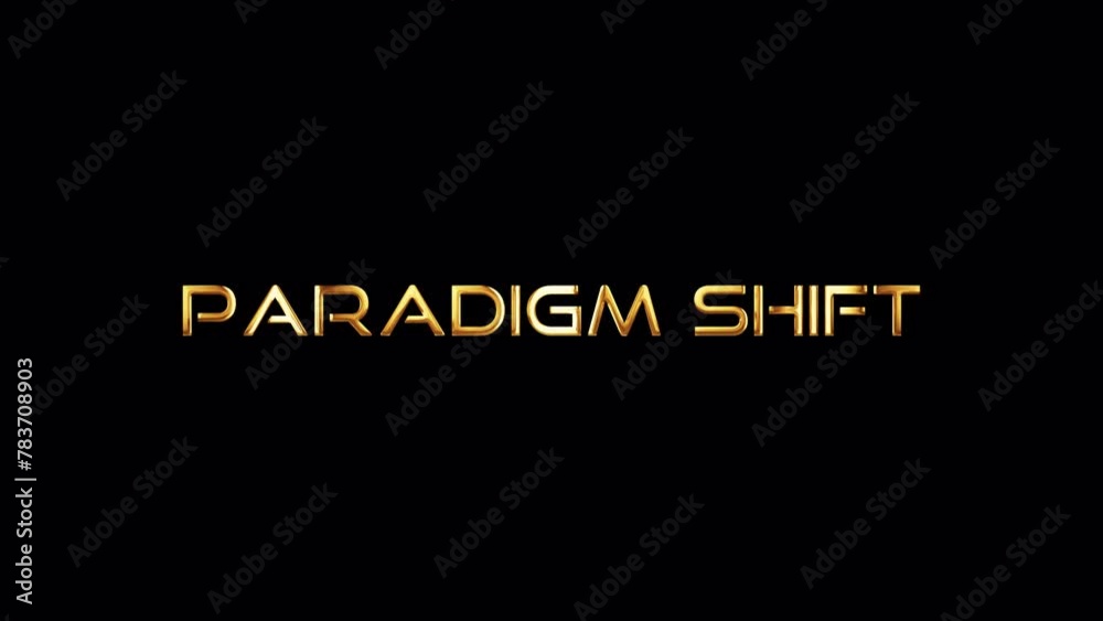 Loop animation of Paradigm Shift golden text shine light motion effect ...